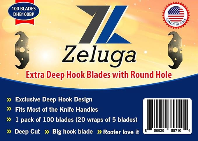 19-328 100 pieces Utility Deep Hook Blades with Round Hole Carbon Steel ...