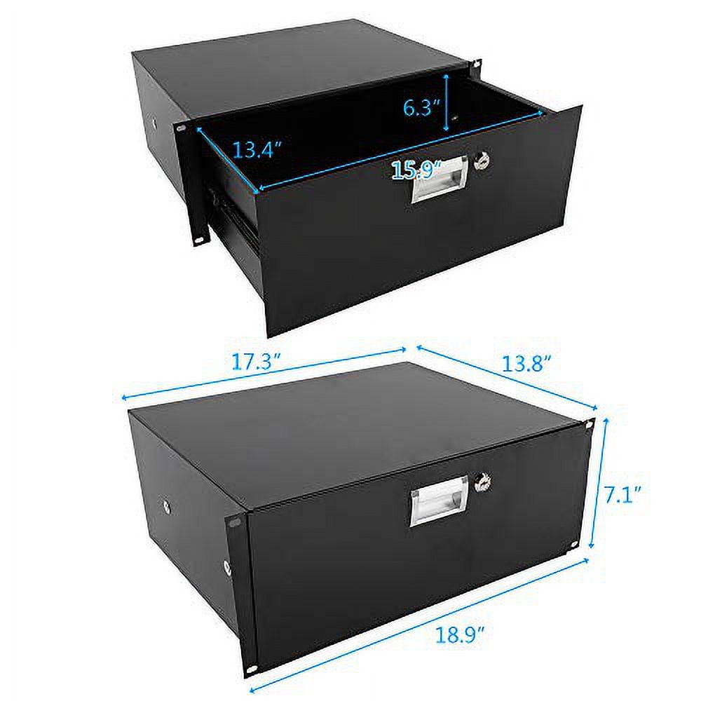 19" 4U Steel Plate DJ Drawer Equipment Cabinet with Keys,Rack Mount 4U ...