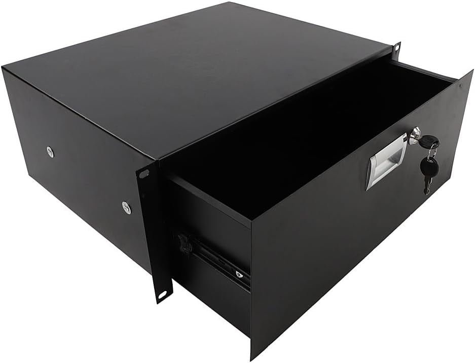 19" 4U Steel Plate DJ Drawer Equipment Cabinet with Keys,Rack Mount 4U ...