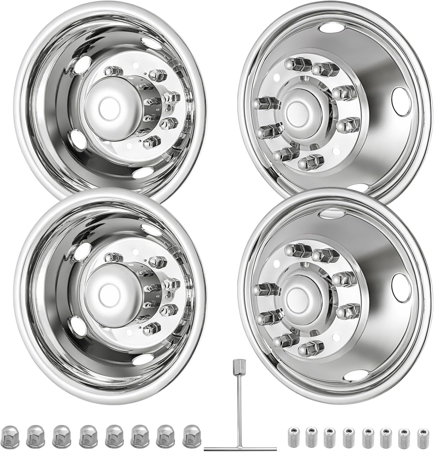 Ford F450 F550 Wheel Simulators Set Of 4 Stainless Steel Dually Wheel ...