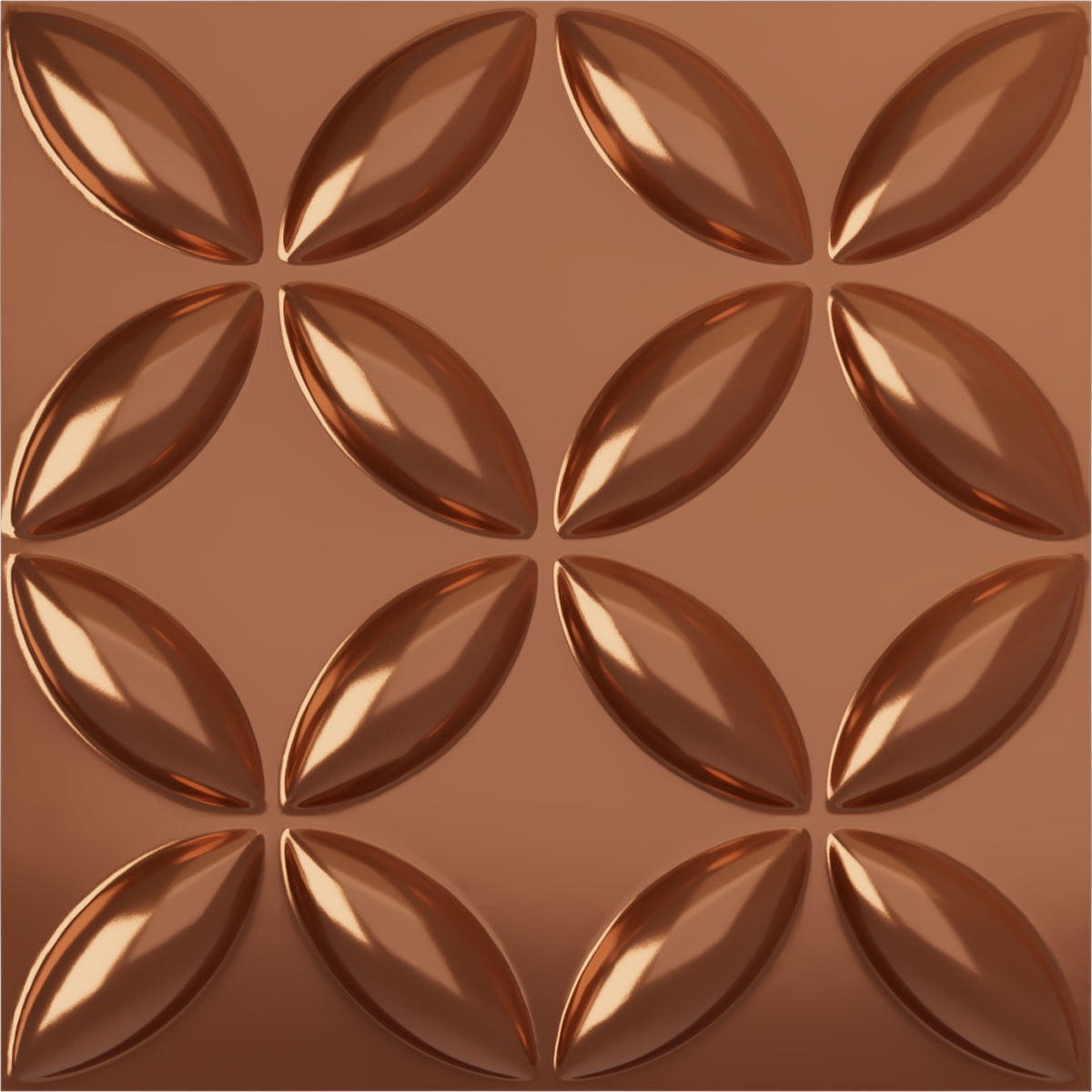 19 5/8"W x 19 5/8"H Wallflower EnduraWall Decorative 3D Wall Panel, Bright Coat Copper (Covers 2 ...