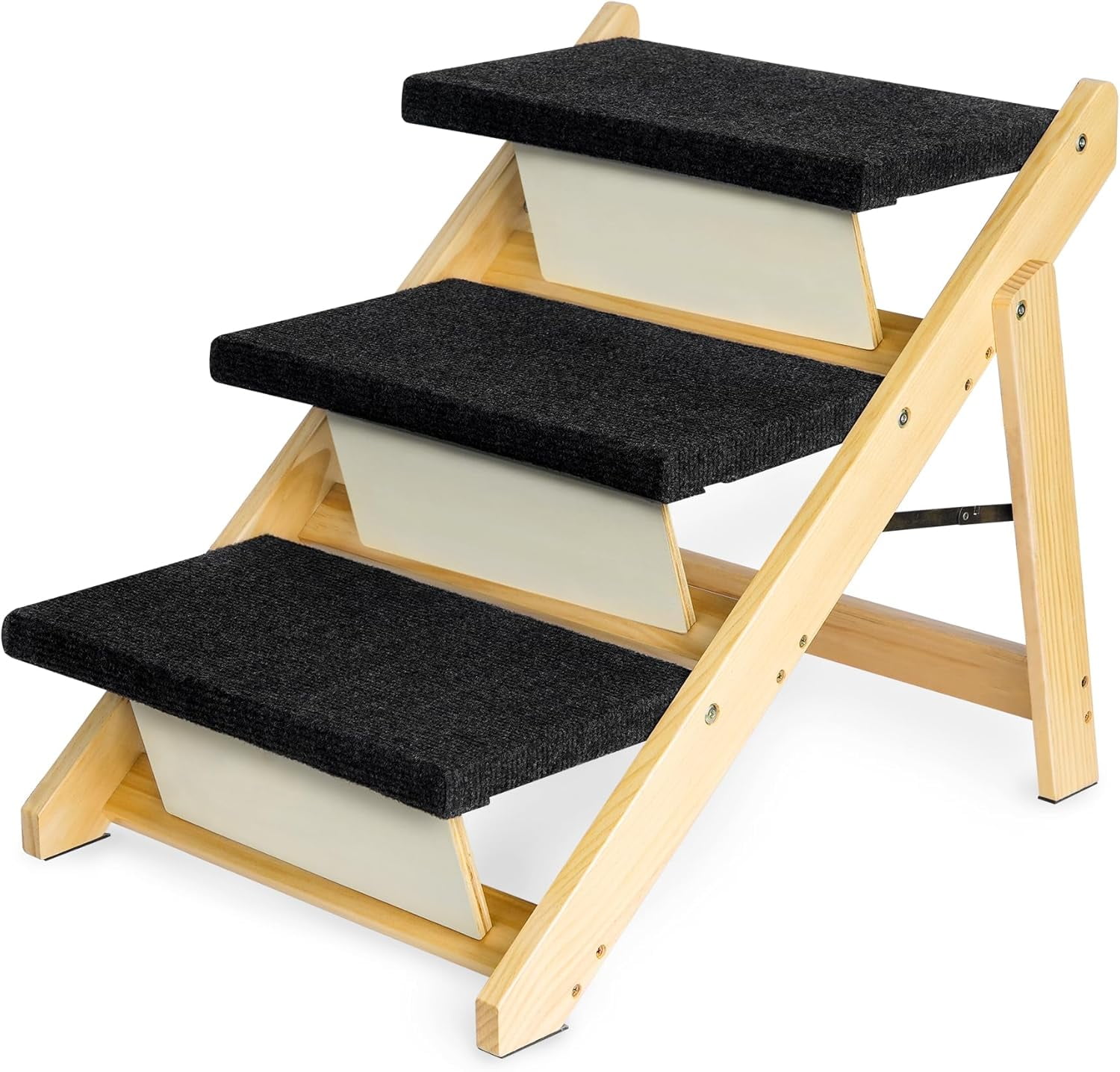 19.5" H Dog Stairs for Small Dogs, Non-Silp Wooden Dog Steps for Bed ...