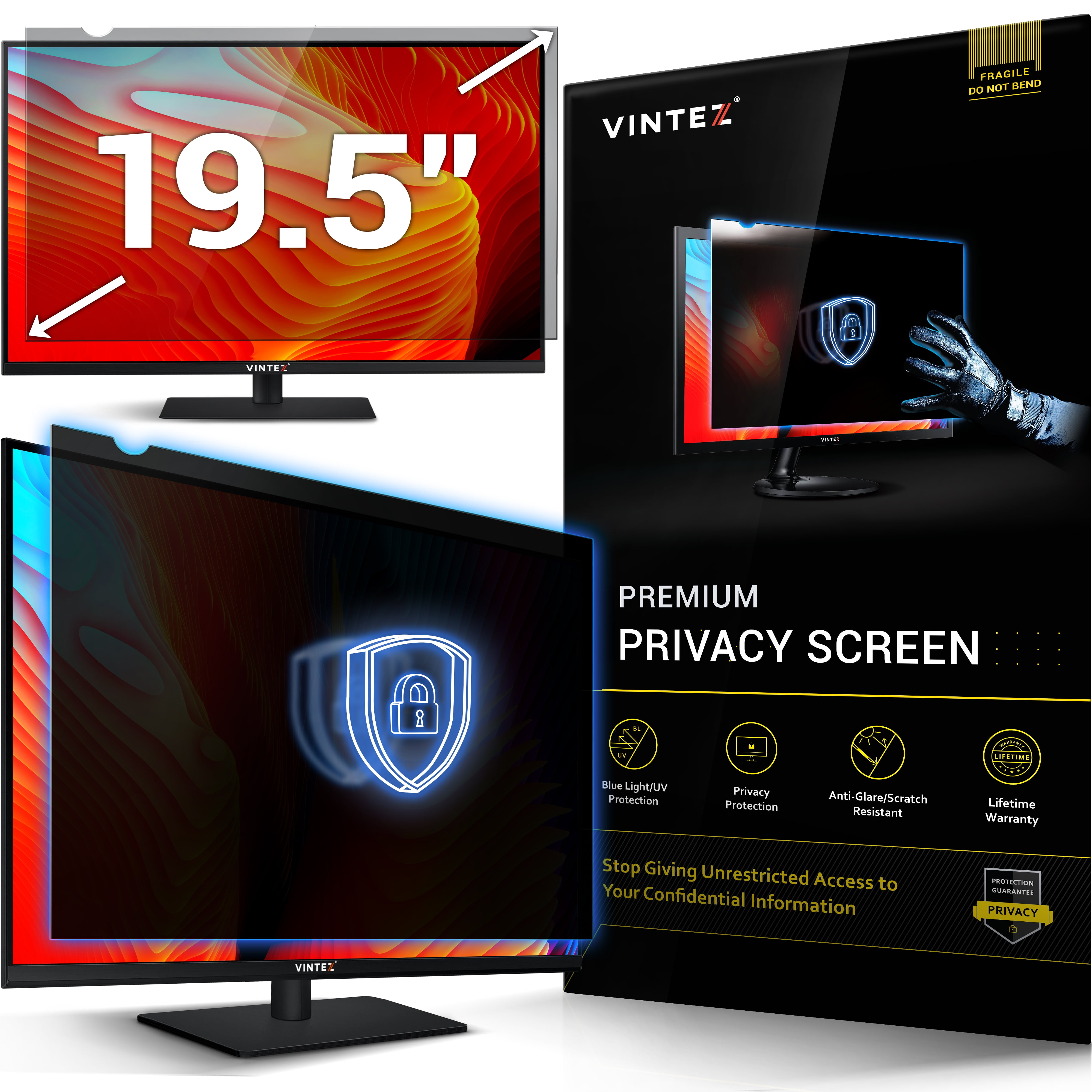 19.5 Inch - 16:10 Aspect Ratio - Computer Privacy Screen Filter for ...