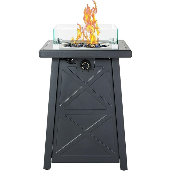 19.5 Inch Steel Fire Table, 40,000 BTU Outdoor Gas Fire Pit, Modern ...