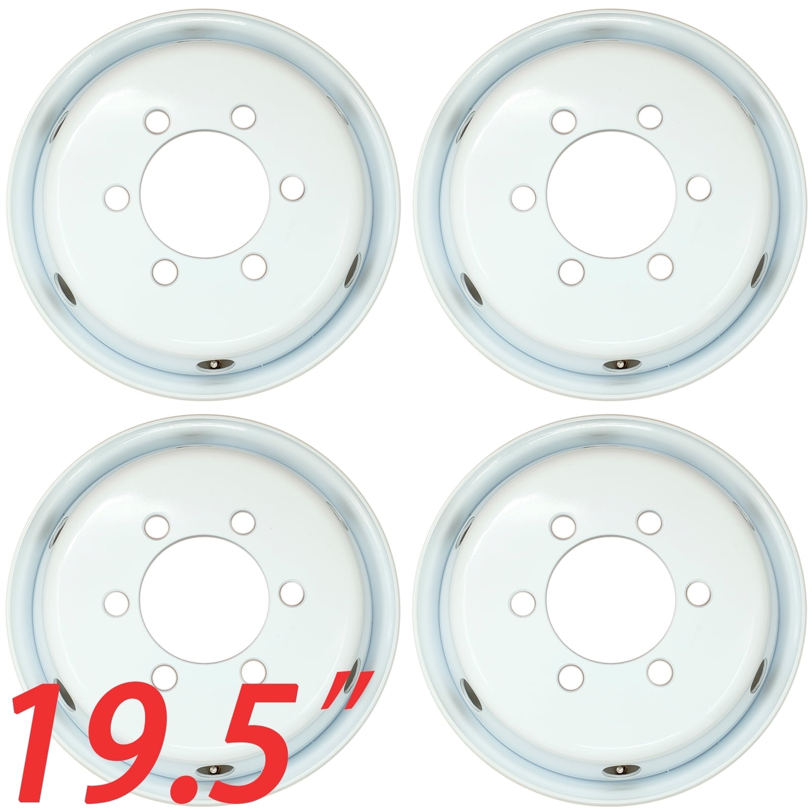 19.5" Set of 4 19.5x6 White Steel Wheels For ISUZU NPR NPR-HD NQR NRR ...