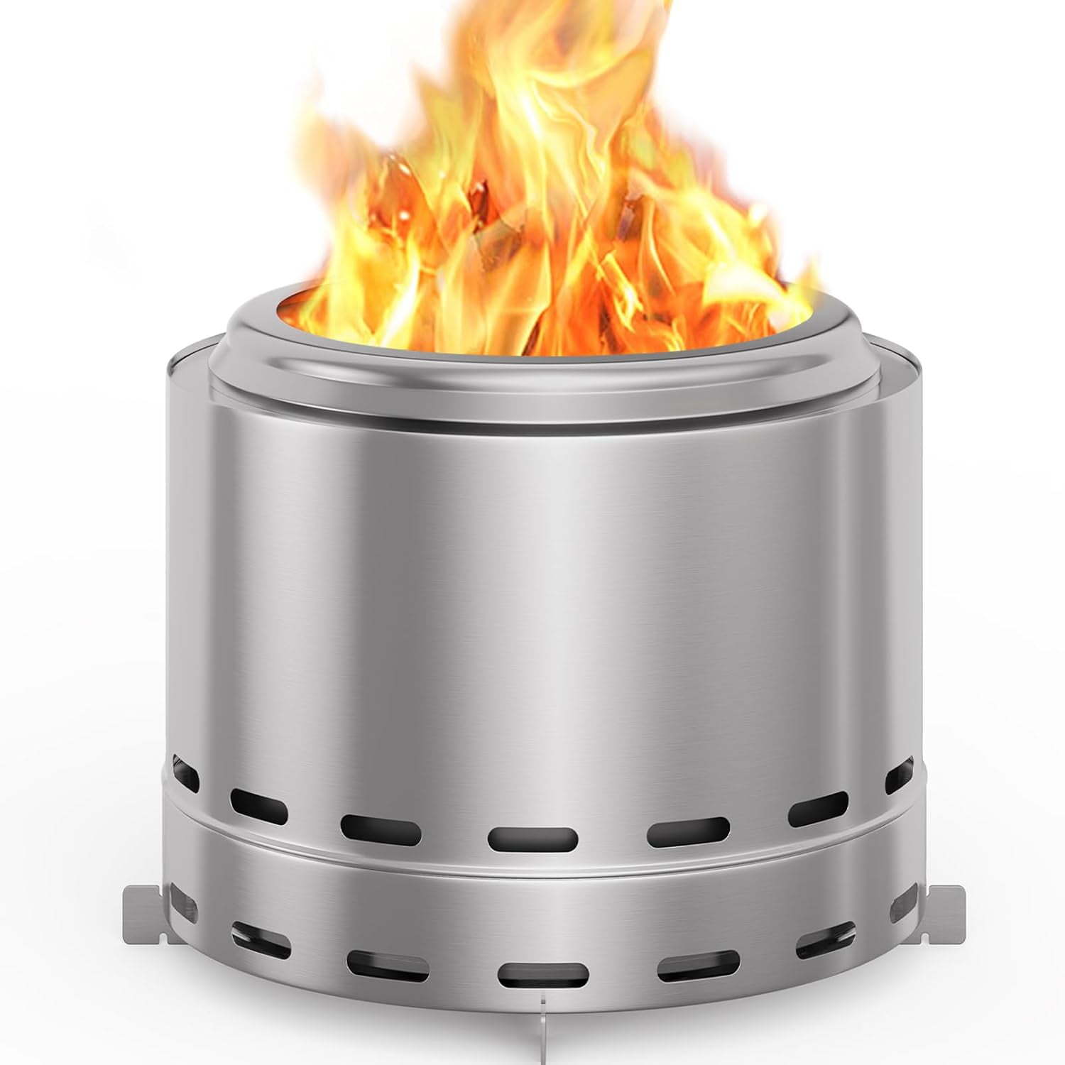 19.5" Smokeless Fire Pit, Portable Wood Burning Firepit with Stand and ...