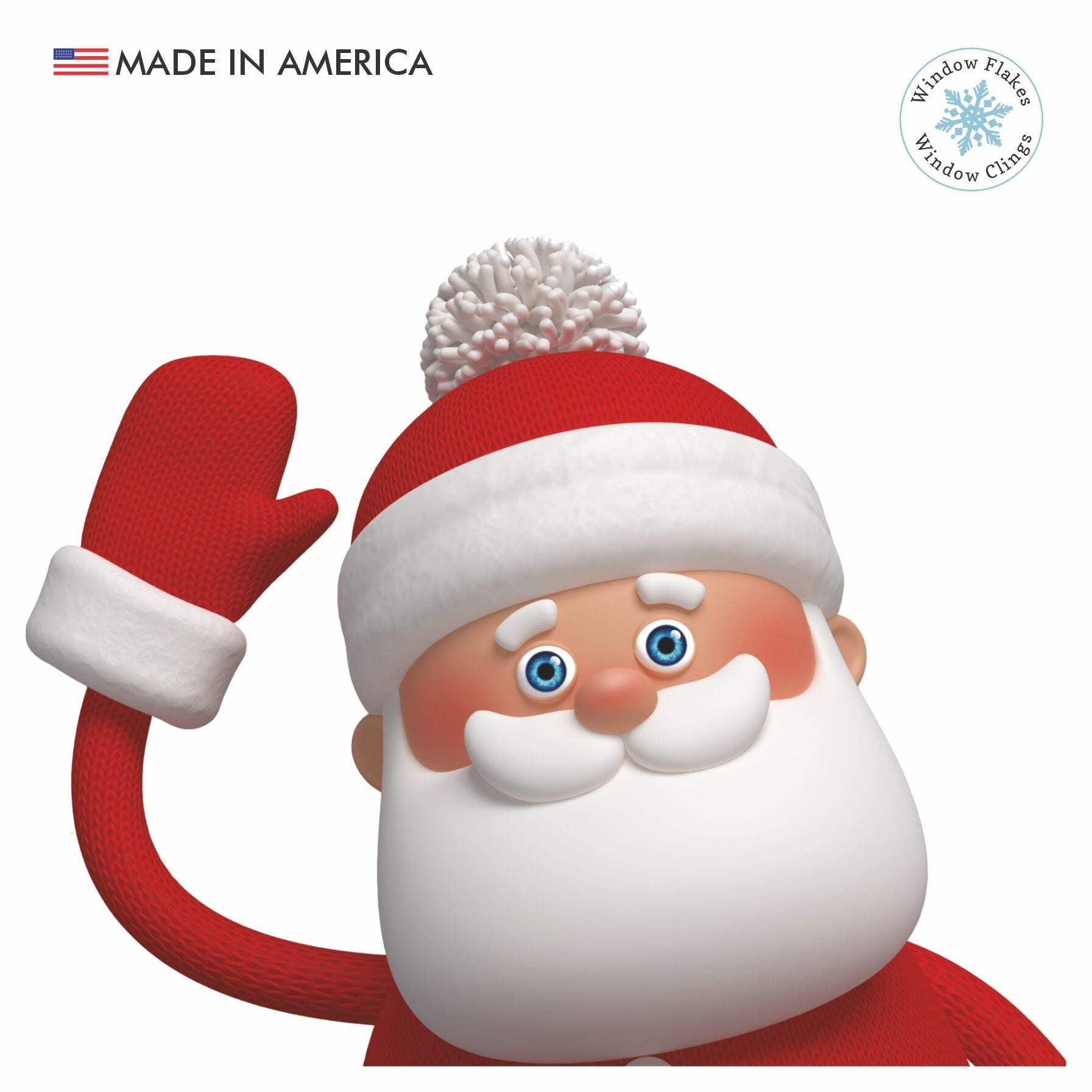 19.5" Waving Santa Christmas Window Cling Decal. Waving Santa Claus ...