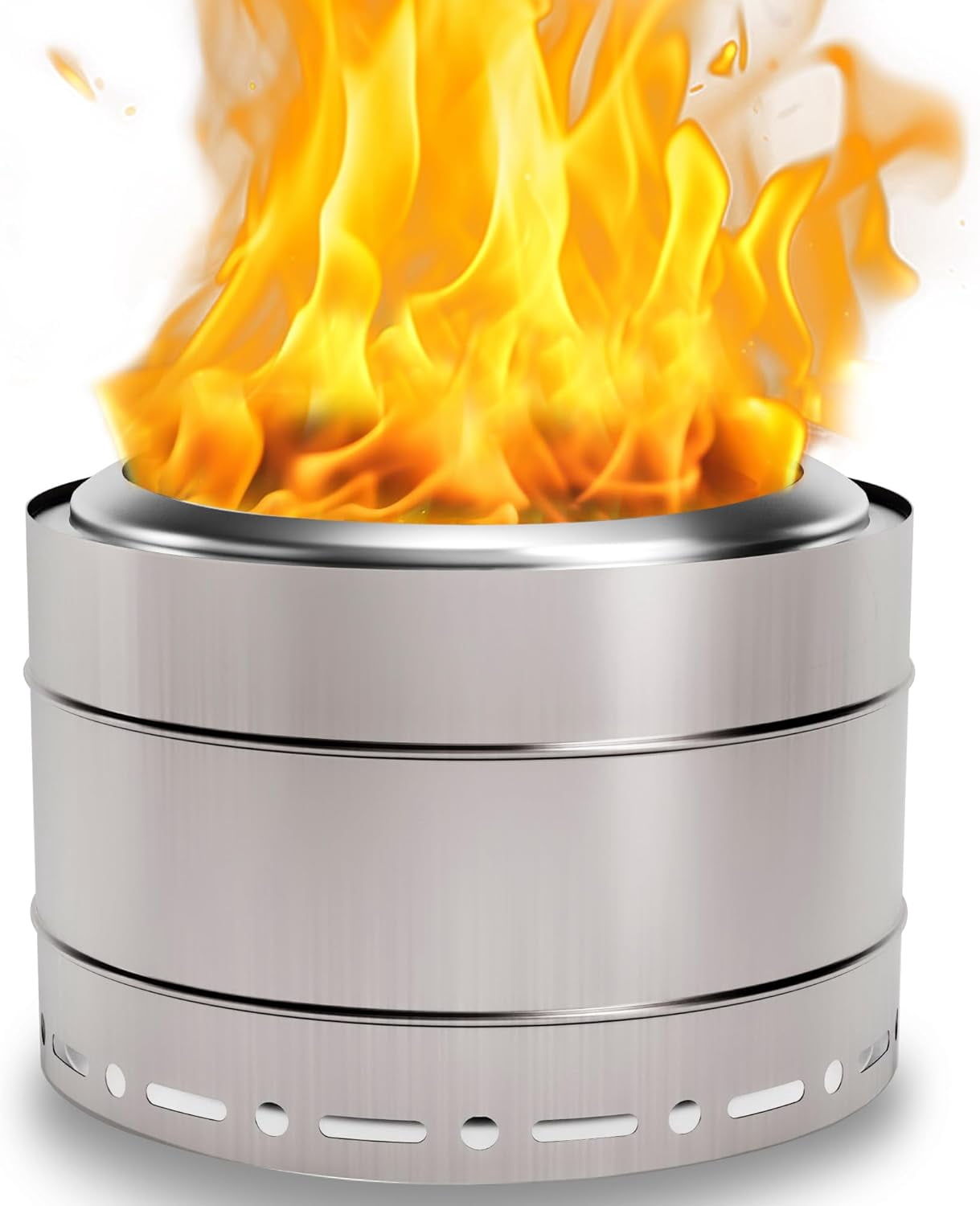 19.5 inch Smokeless Fire Pit with Carry Bag, Stainless Steel Outdoor ...
