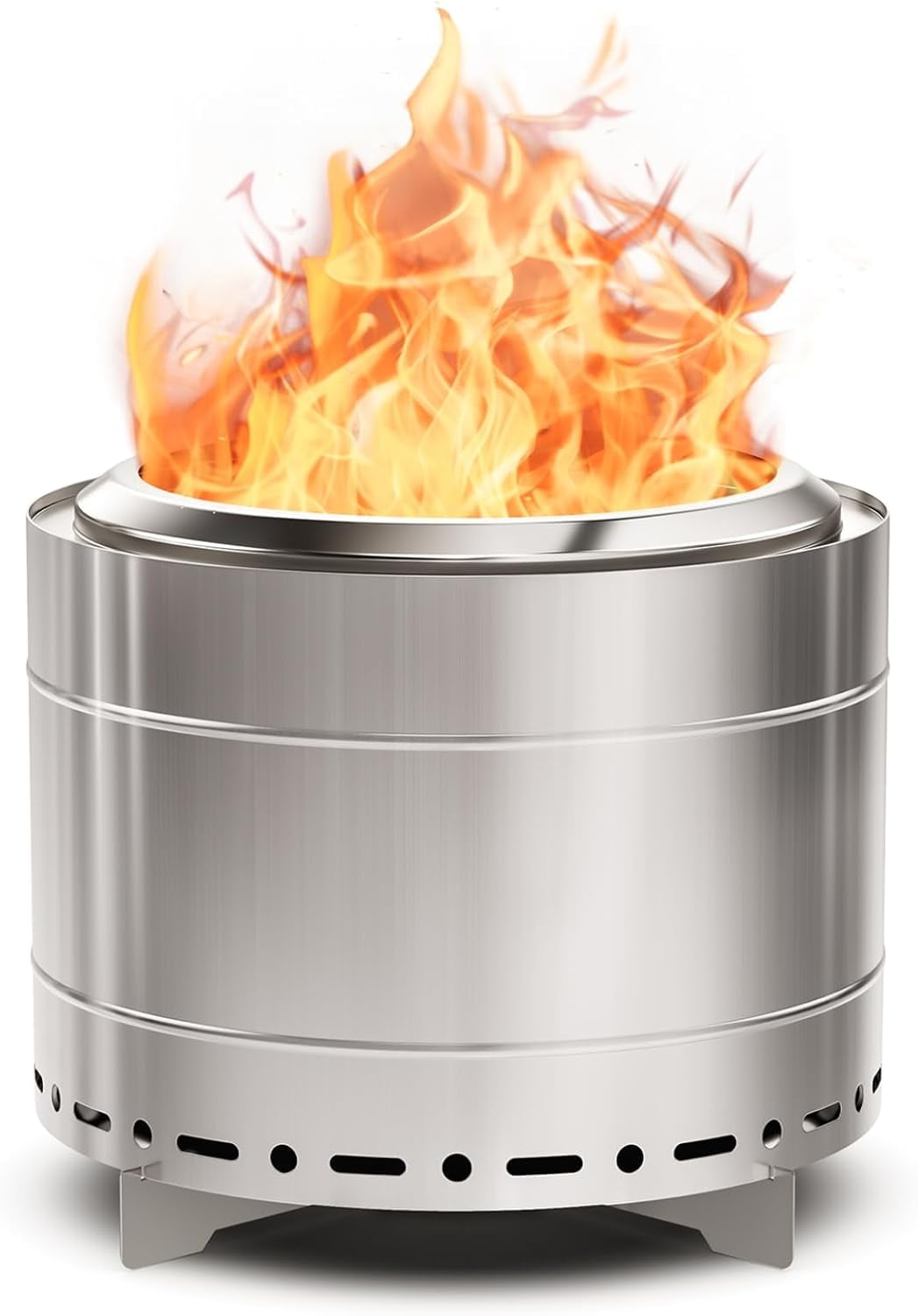 19.5 inch Smokeless Fire Pit with Carry Bag, Stainless Steel Outdoor ...