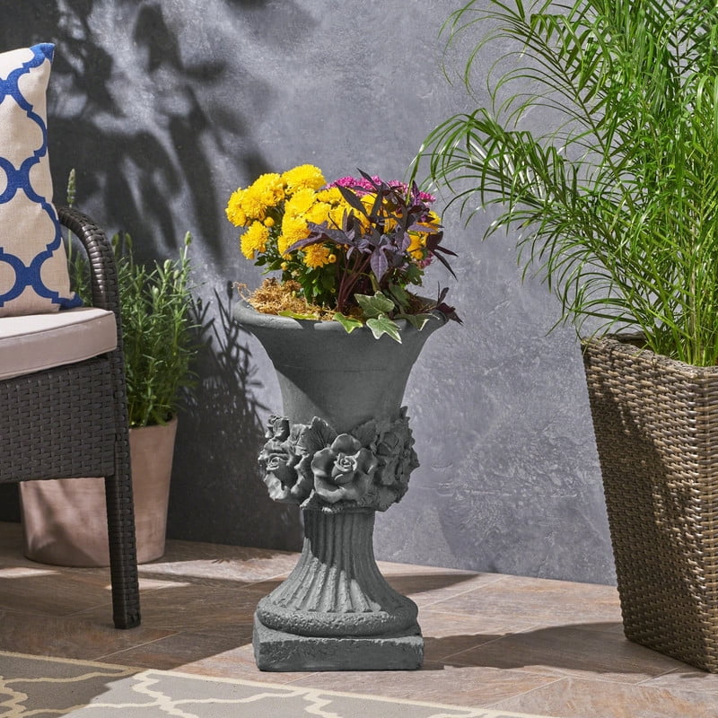 19.50" H Antique Gray Magnesium Oxide Multi-Purpose Garden Planter ...