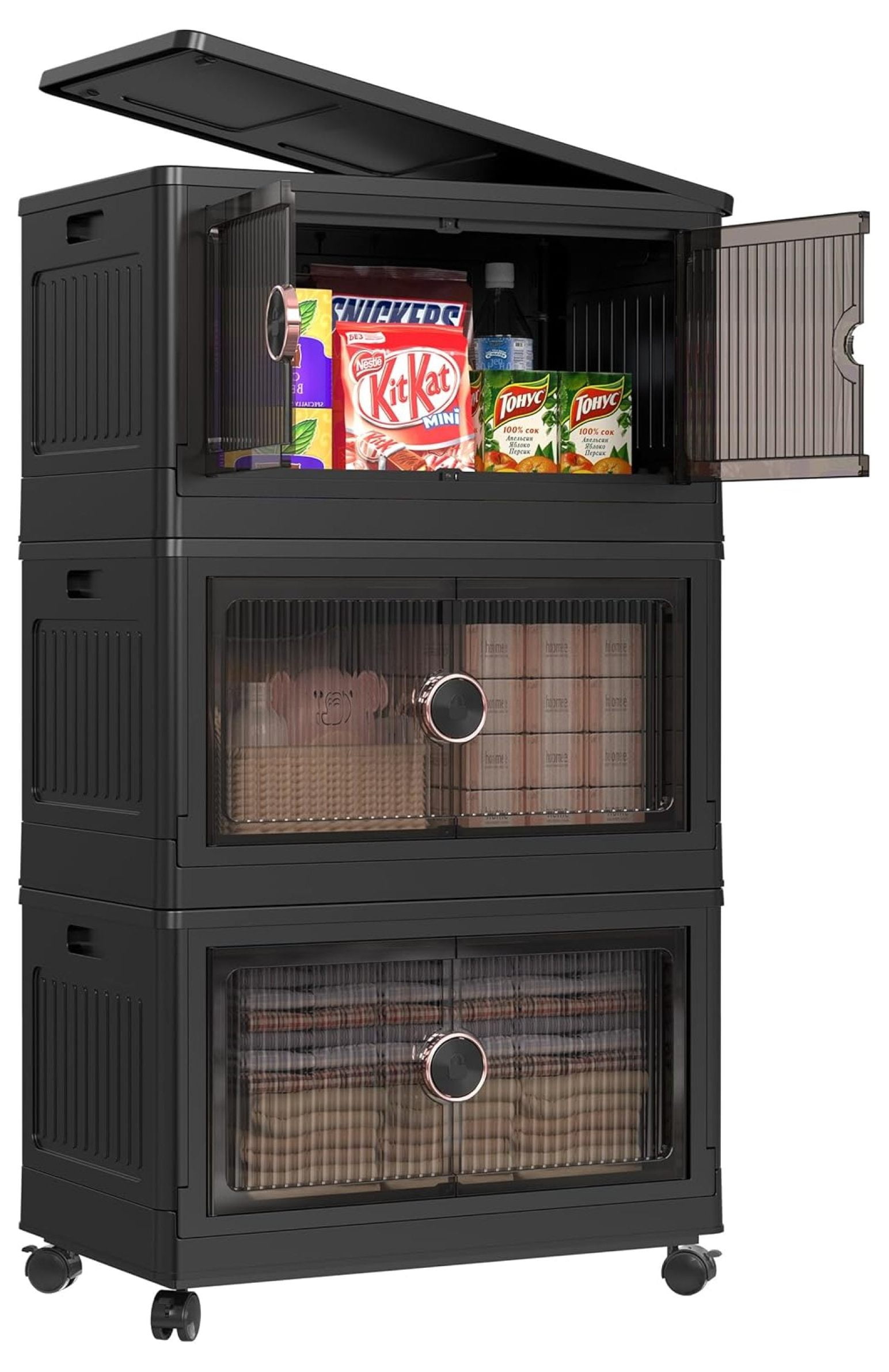 19.5Gal Storage Bins with Lids and Wheels,Storage Cabinet,Foldable ...