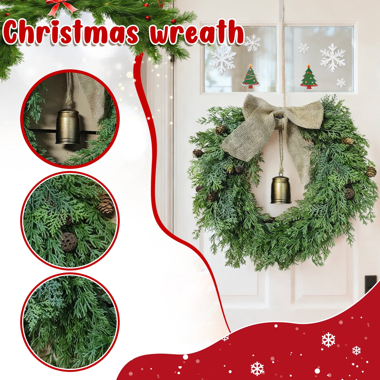 19.6" Artificial Christmas Wreaths for Front Door,Norfolk Pine & Cedar ...
