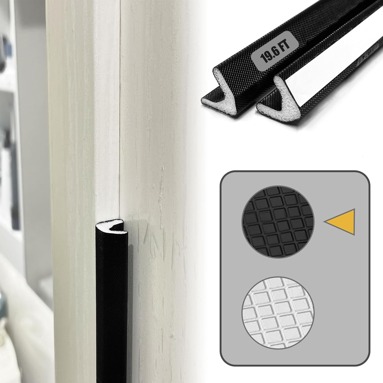 19.6 FT Door Frame Weather Stripping Seal Strip PU , PE Cover, Easy ...