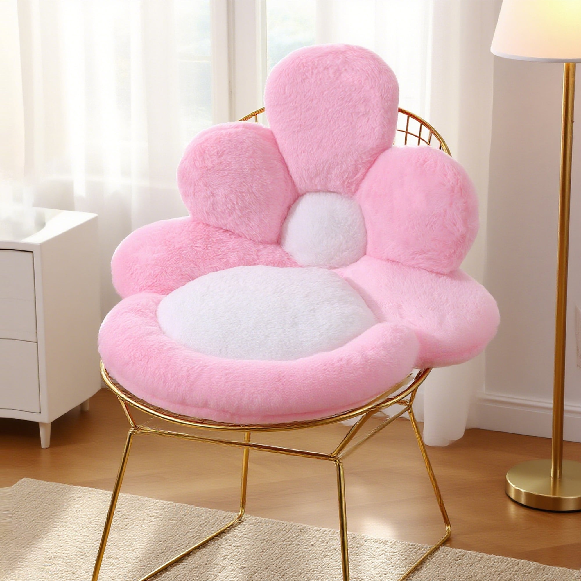 19.6"Flower Shape Chair Pillow Cute Seat Cushion with Backrest ...