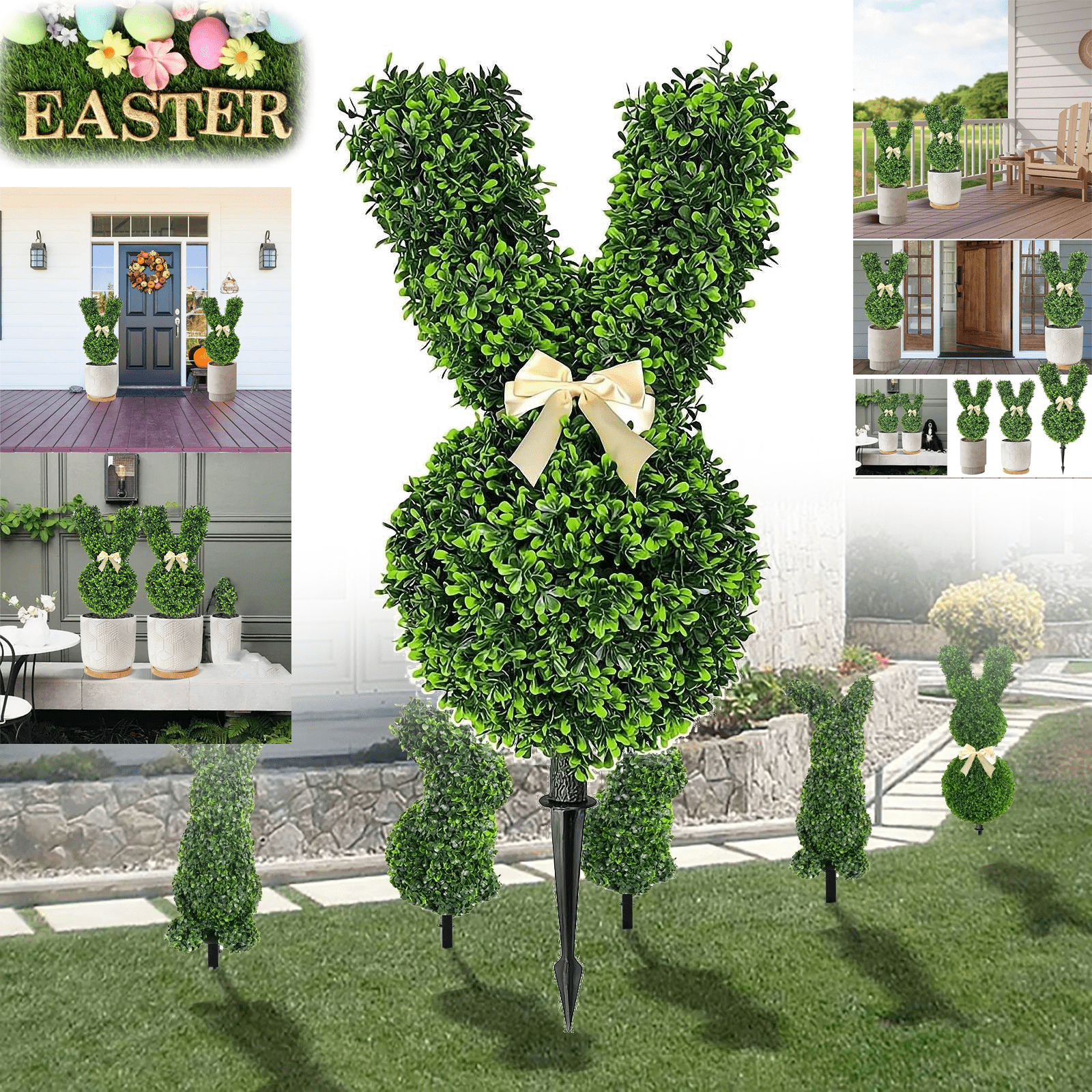 19.6 In Large Topiary Bunny Tree for Outdoor Handmade Rabbit Shaped ...