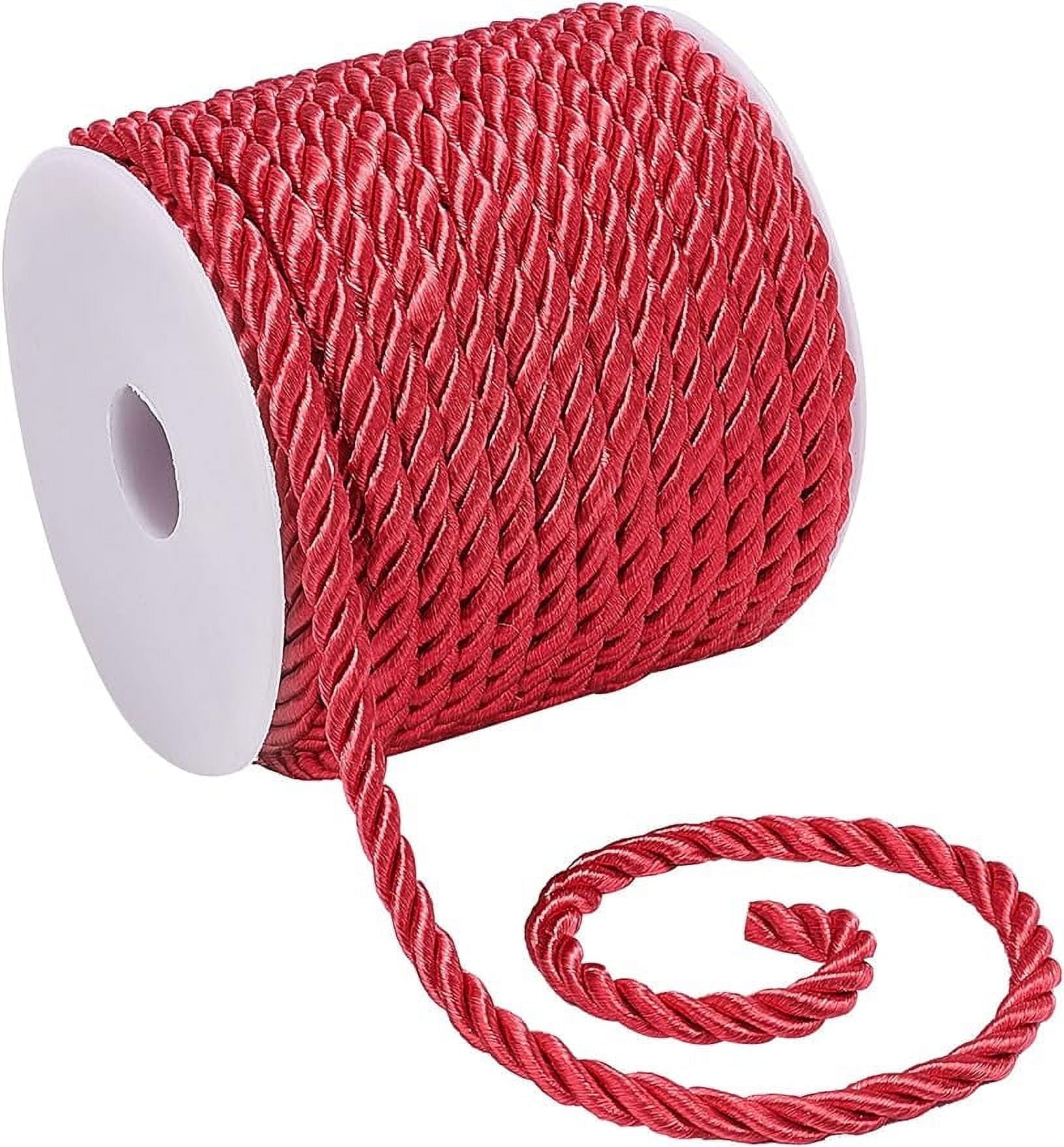 19.6 Yard Red Silk Rope 3-Ply Christmas Cording 5mm Twisted Cord Rope ...