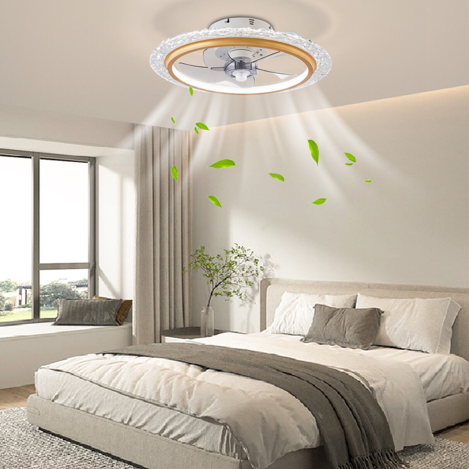 19.62" Ceiling Fan with Light LED Ceiling Fan Light Dimmable Fan Lamp 6 ...