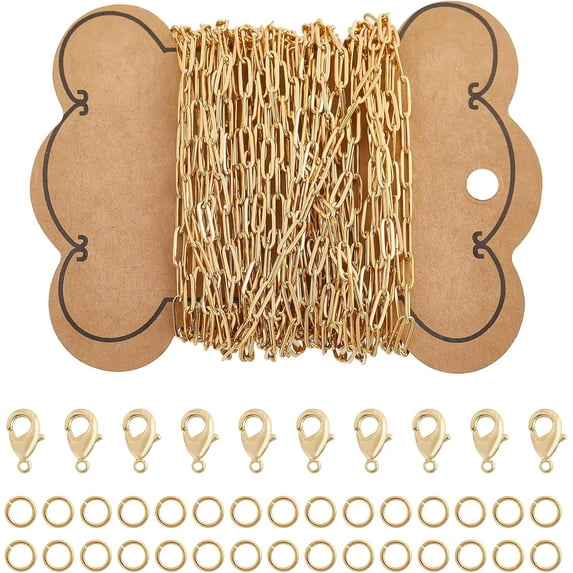 19.68 Feet 18K Gold Plated Jewelry Making Chain Bulk 304 Stainless ...