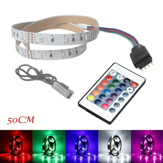 19.68 in USB LED Strip Light, 2835 RGB Color Changing TV Backlight with ...