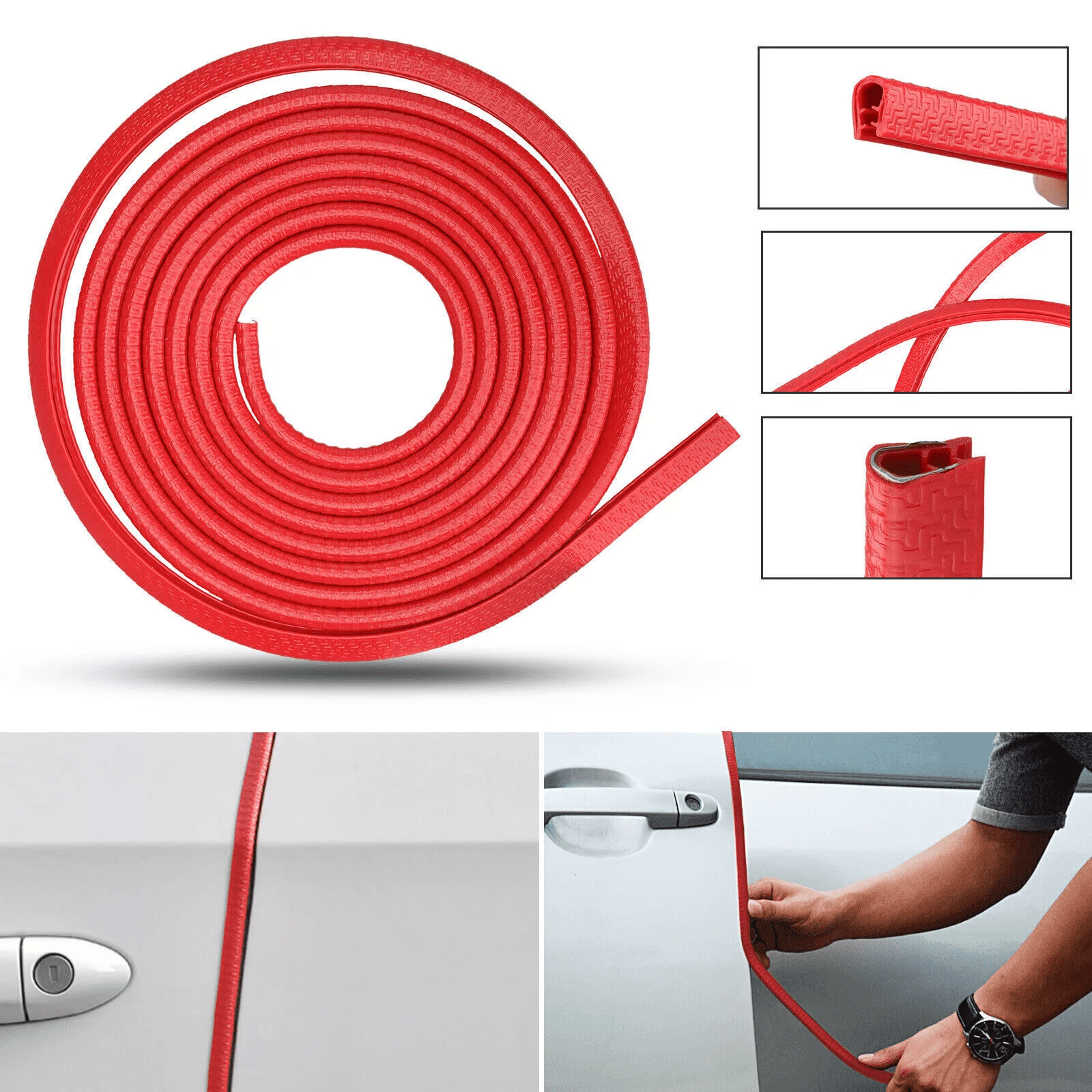 19.68Ft/6M U-Shaped Red Door Protector Edge Guards,Design Adhesive Free ...