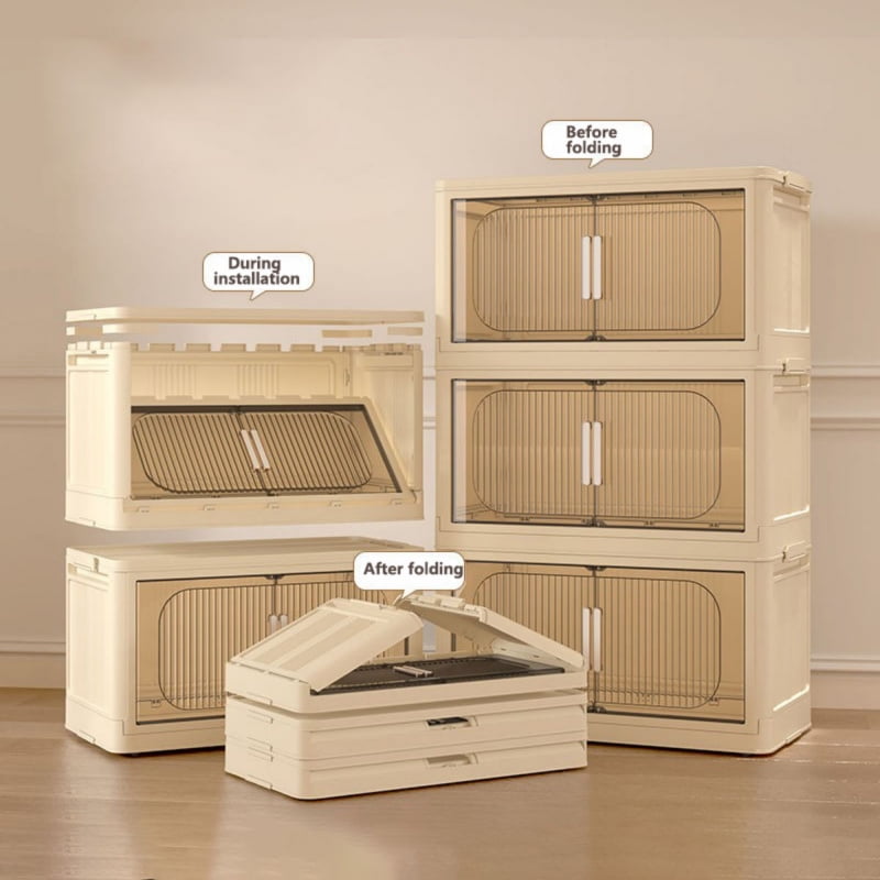 📦 【19.69" 5-Tier Folding Storage Cabinet】– Expandable Closet System ...