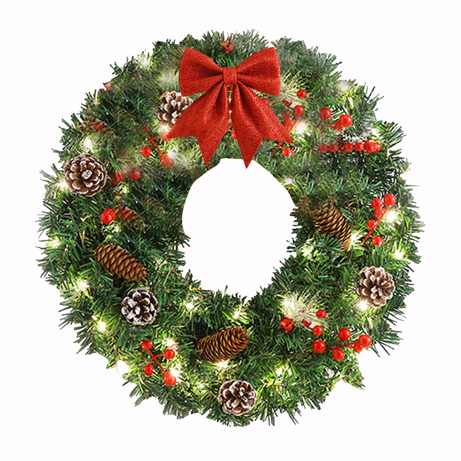 19.69" Artificial Christmas Garland Berry Wreath, Greenery Spring ...