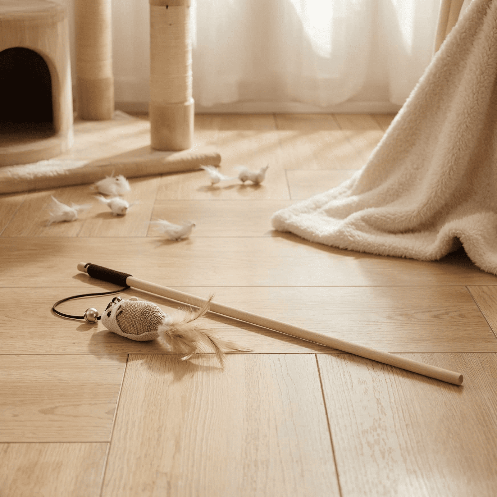 19.69" Cat Teaser Wand Toy Set – Wooden Handles with Sisal Rope Balls ...