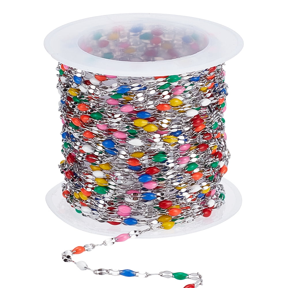 19.69 Feet Enamel Jewelry Making Chain 316L Stainless Steel Dapped ...
