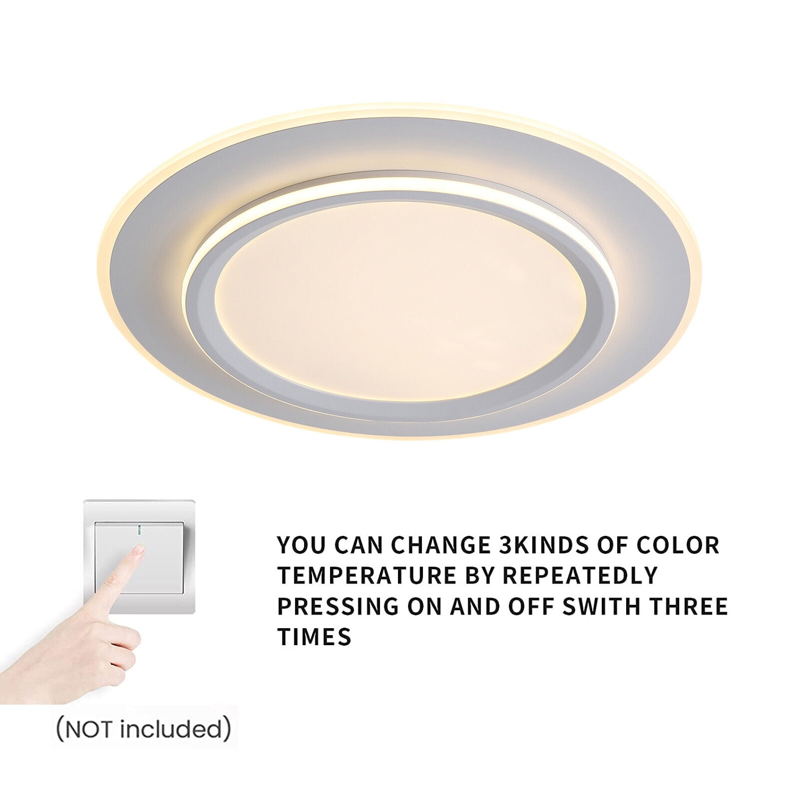 19.69 inch LED Flush Mount Ceiling Light 2800K/3500K/6000K Selectable ...