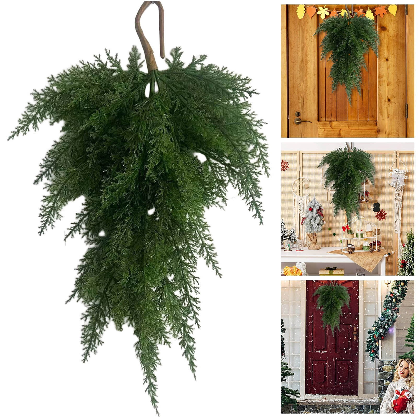 19.69In Artificial Greenery Swag, Teardrop Cedar Pine Needle Hanging ...