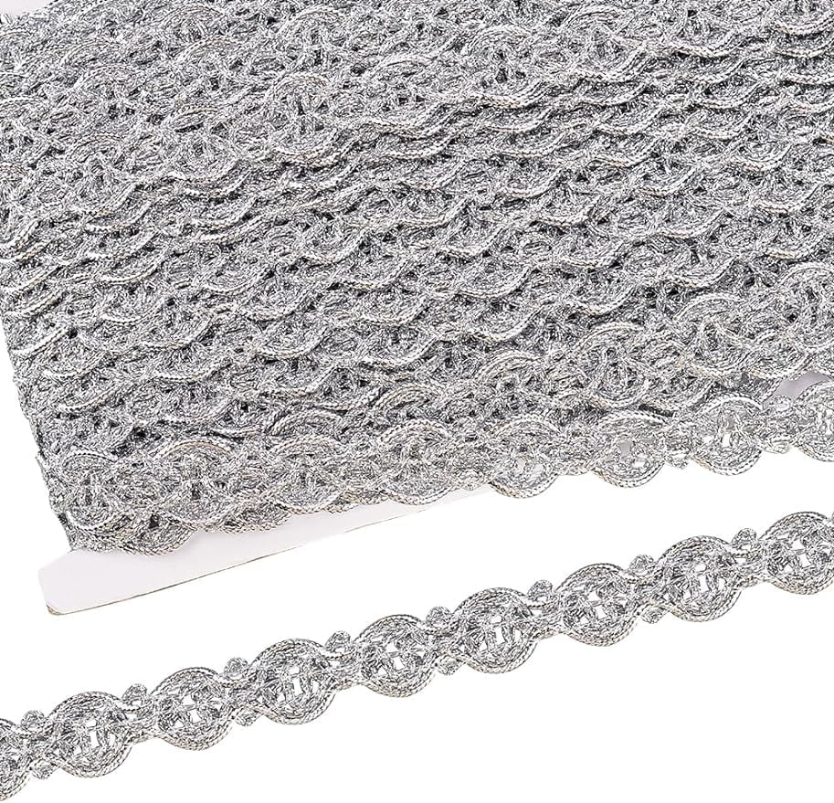 19.69Yards Metallic Braid Lace Trim 18mm Wide Filigree Corrugated Lace ...