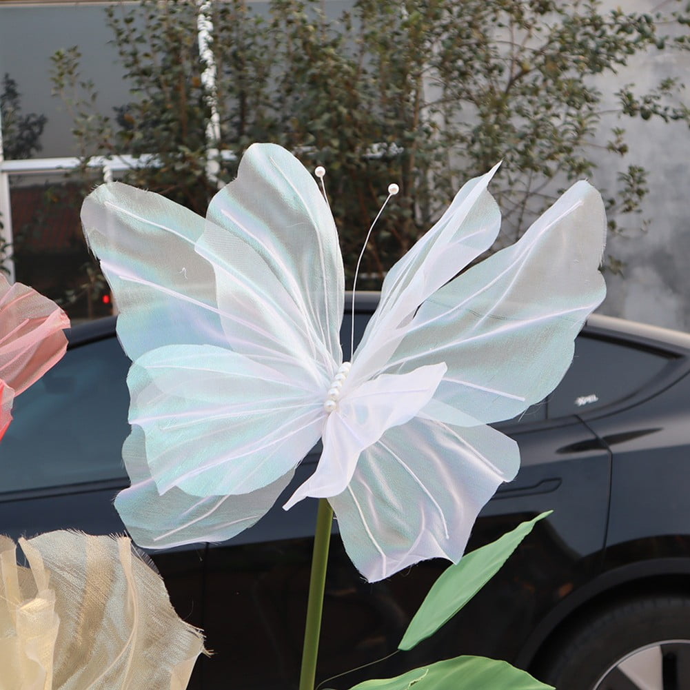19.69inch White Outdoor Simulated Plastic Flower Large Silk Butterfly ...
