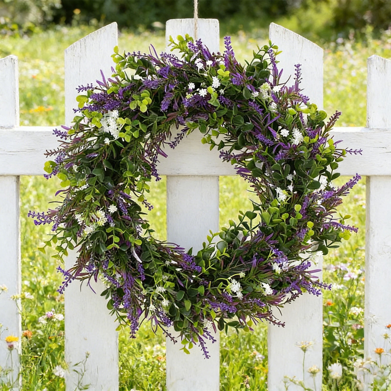 19.6In Lavenders Eucalypts Baby Grass Wreath Plastic Ring Wreath For ...