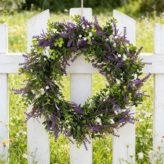 19.6In Lavenders Eucalypts Baby Grass Wreath Plastic Ring Wreath For ...