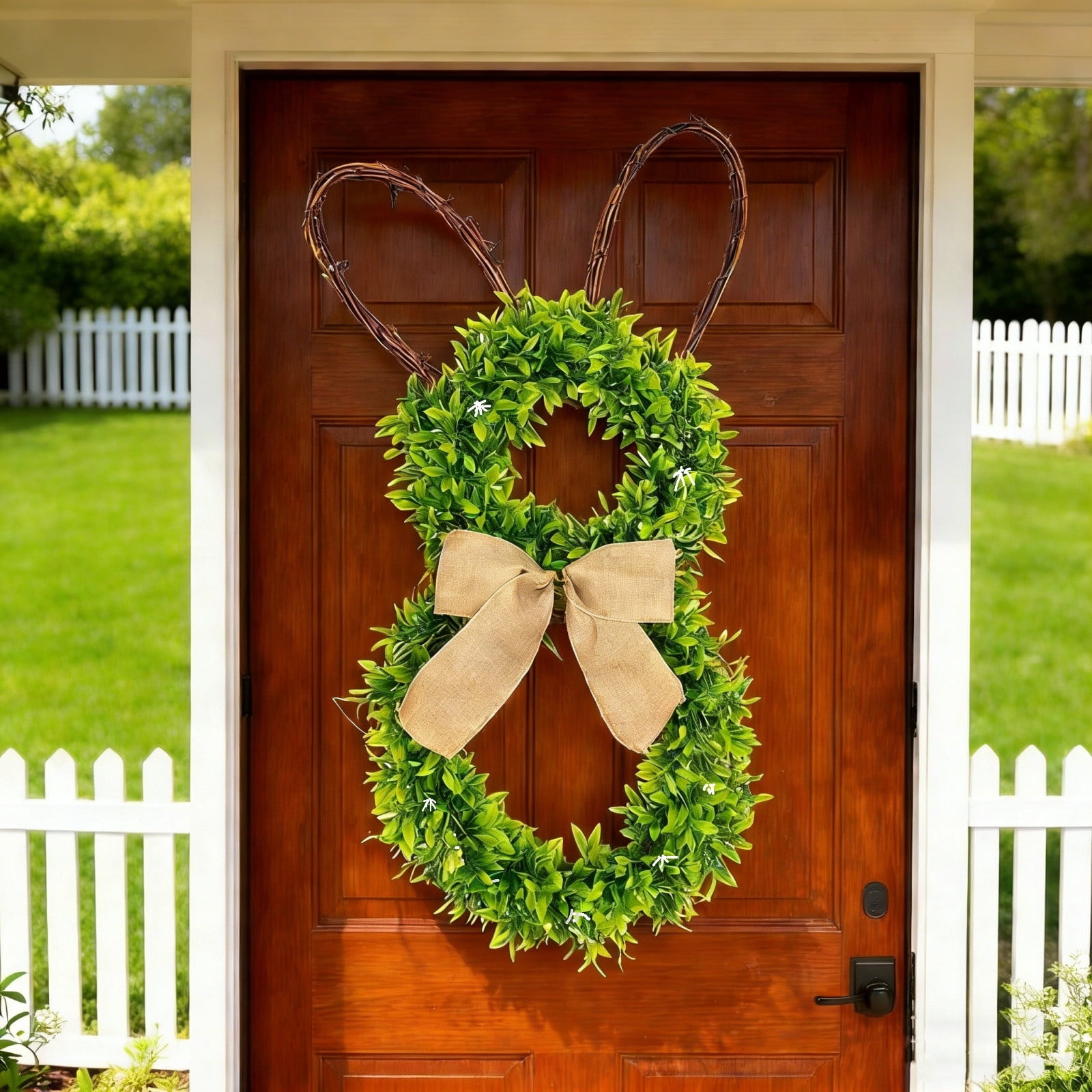 19.6in Easter Bunny Wreath, Farmhouse Chic Botanical Arrangement with ...