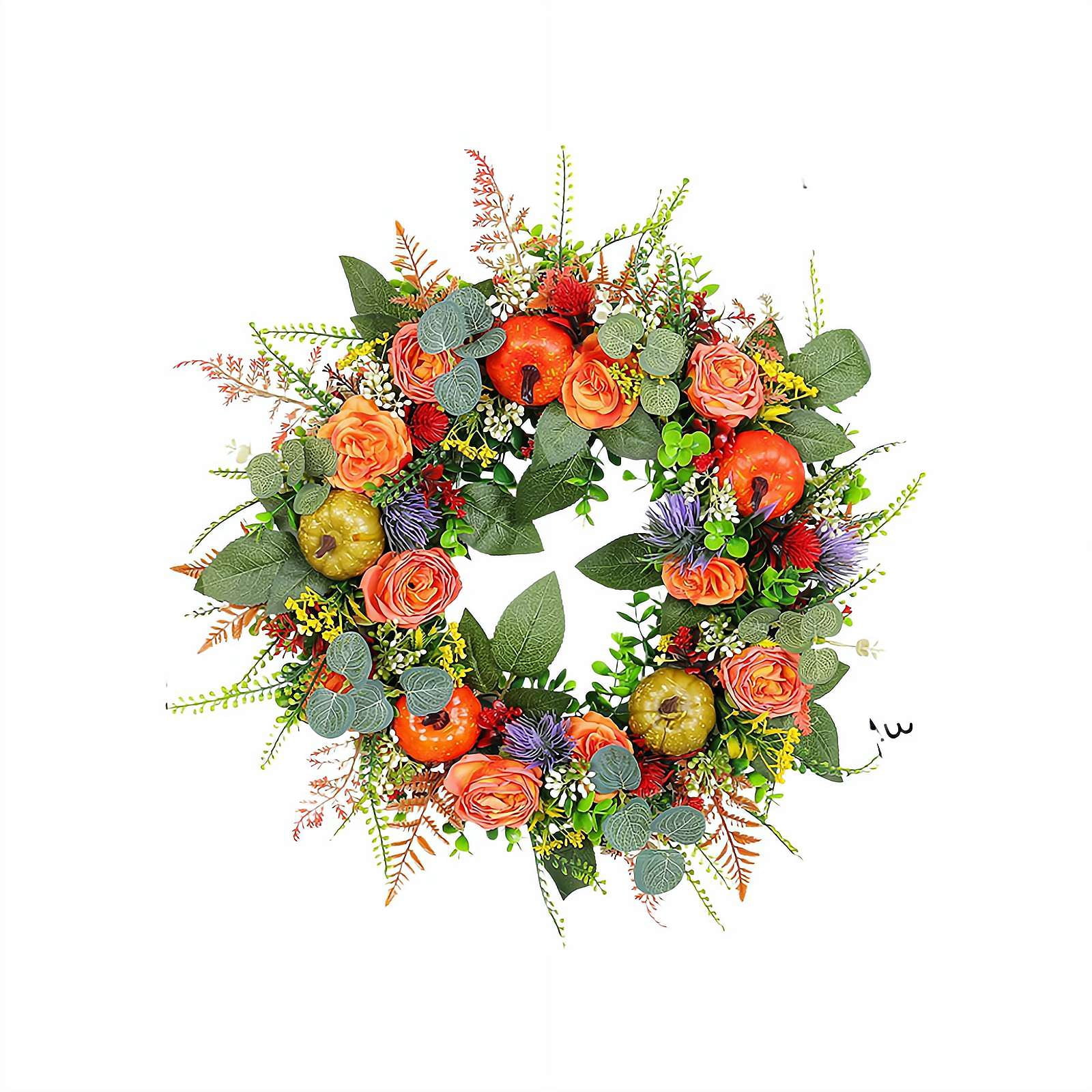 19.6in Harvest Wreath Thanksgiving Fall Wreath Autumn Pumpkin Wreath ...