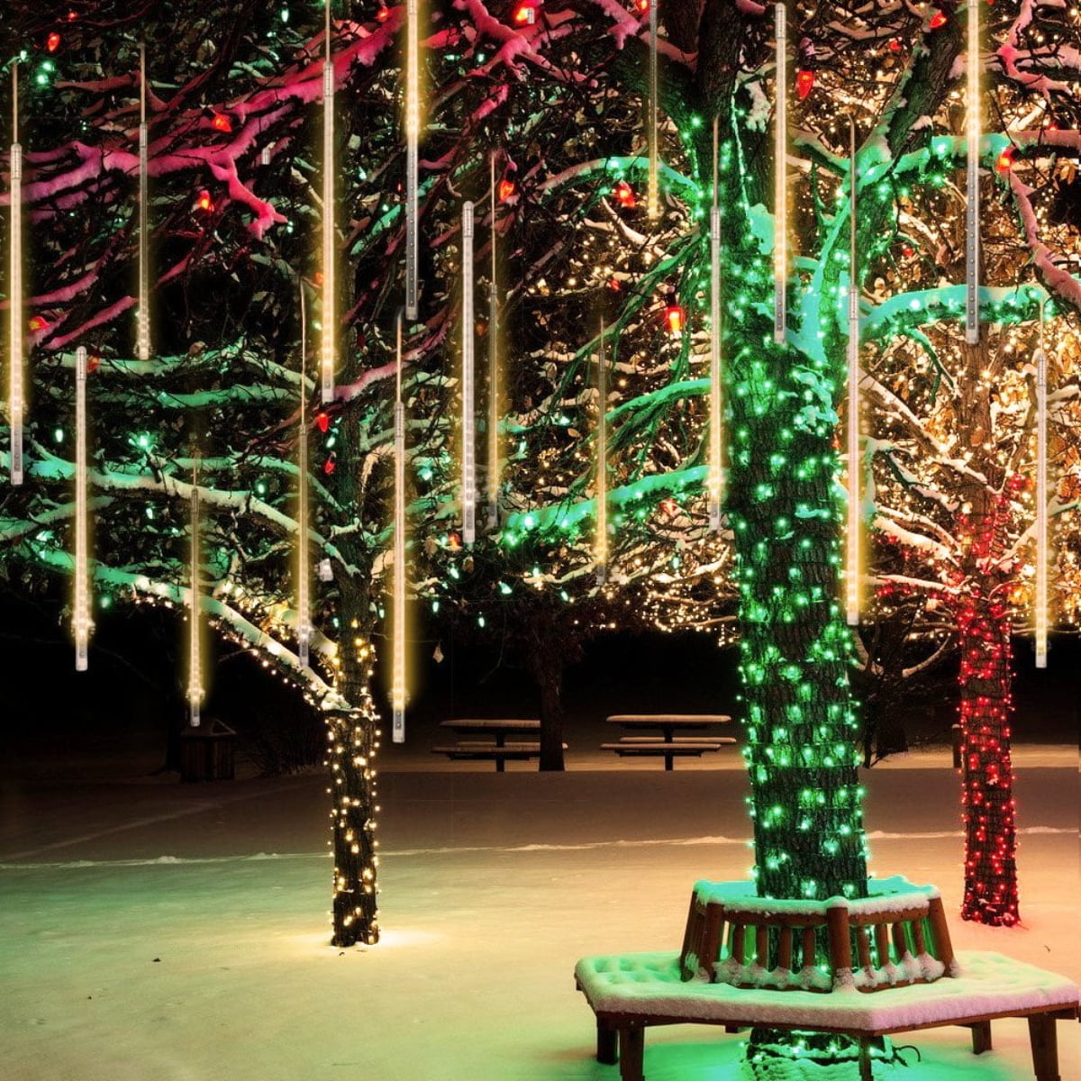 19.6inch 10 Tubes 540 LED Meteor Shower Rain Lights, Drop/Icicle Snow ...