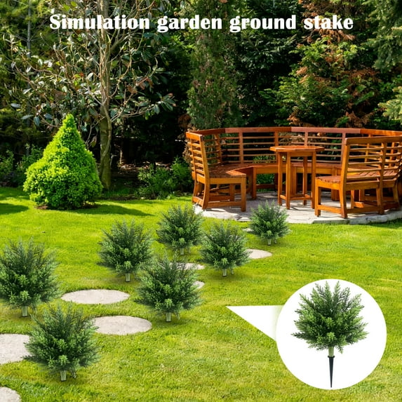 19.7" Artificial Cedar Topiary Ball Trees, Set of 2 UV Resistant Fake ...