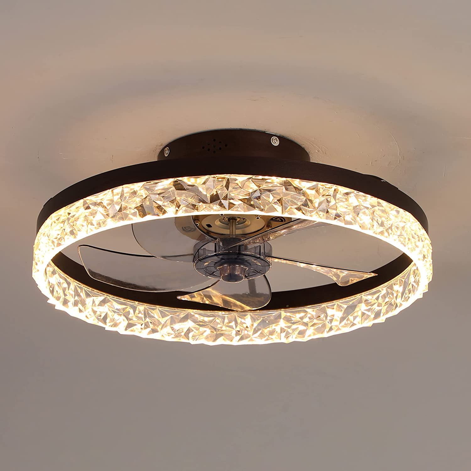 19.7" Ceiling Fan with Lights Remote Control, Modern Enclosed Bladeless ...