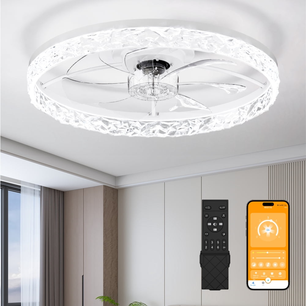 19.7" Ceiling Fan with Light, Remote & APP Control - Dimmable 3-Color 6 ...
