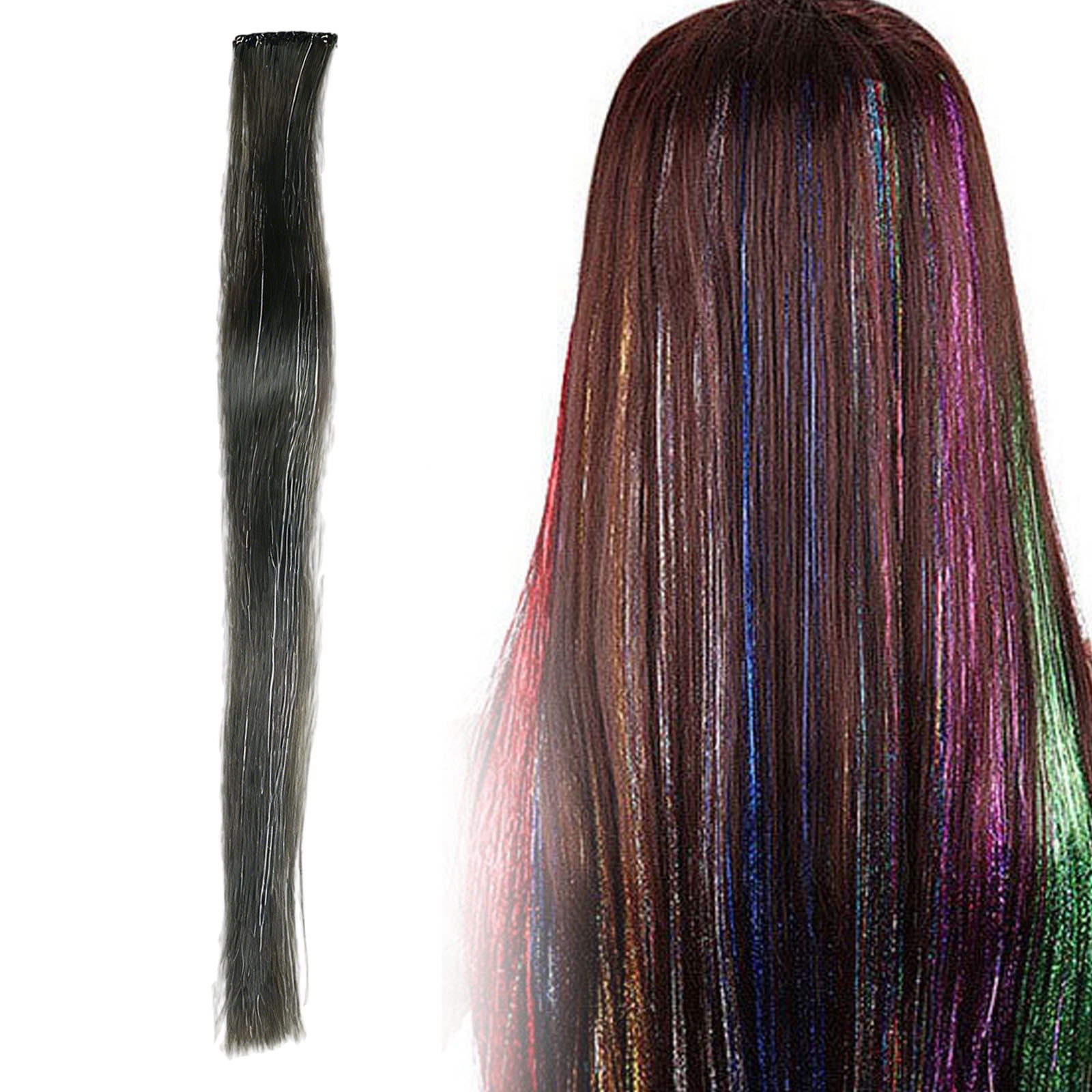 19.7" Colored Straight Clip-in Hair Extensions for Women,Heat-Resistant ...