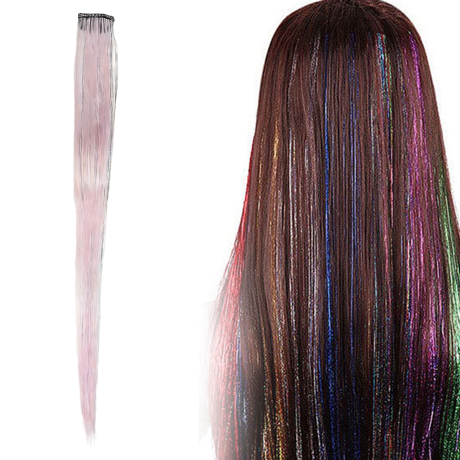 19.7" Colored Straight Clip-in Hair Extensions for Women,Heat-Resistant ...
