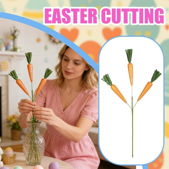 19.7" Easter Carrot Stem Picks Table Decor, Cute Vivid Lightweight ...