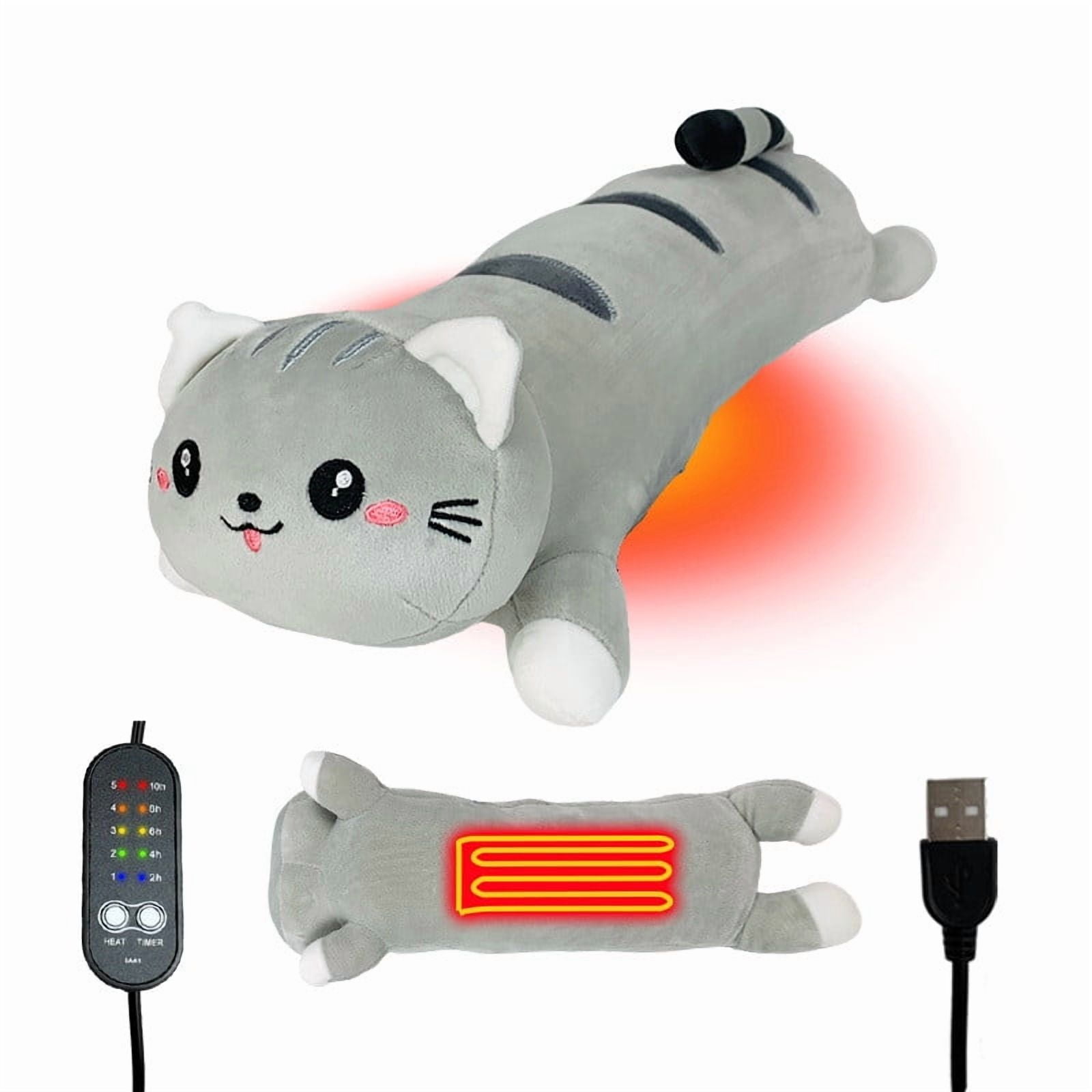 19.7" Heated Cat Plush Doll Cute Stuffed Cat with 5 Temperature ...