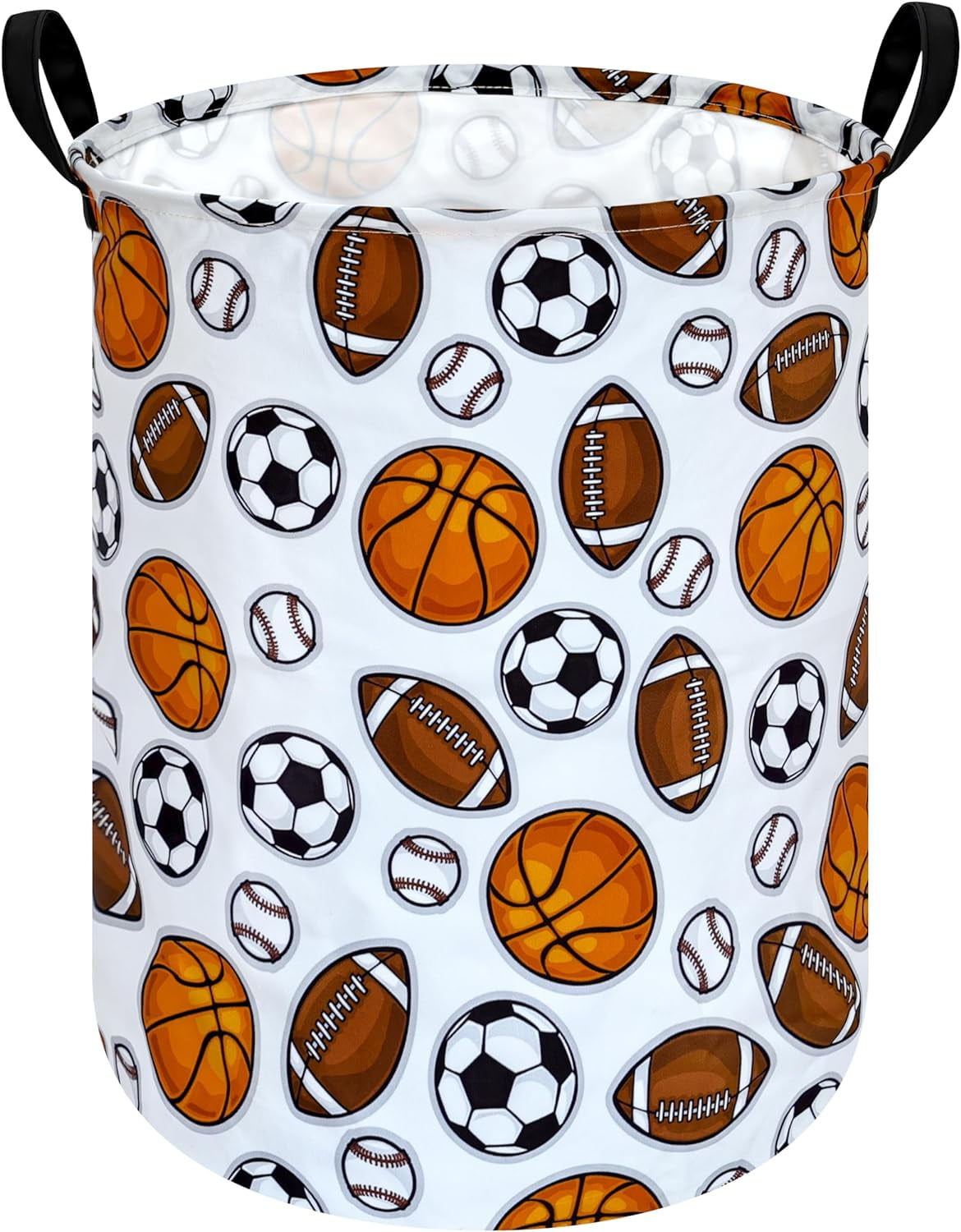 19.7 Inch Balls Pattern Laundry Hamper Storage Basket Fabric Material ...