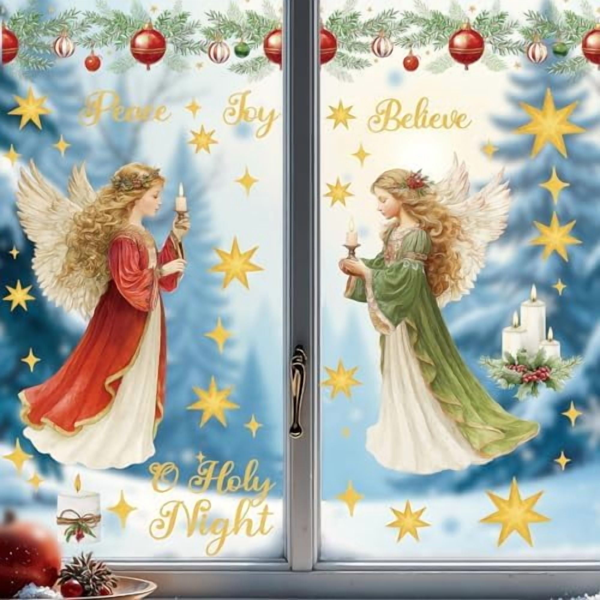 19.7 Inch Christmas Window Clings Decorations 2 Sheets Extra Large ...