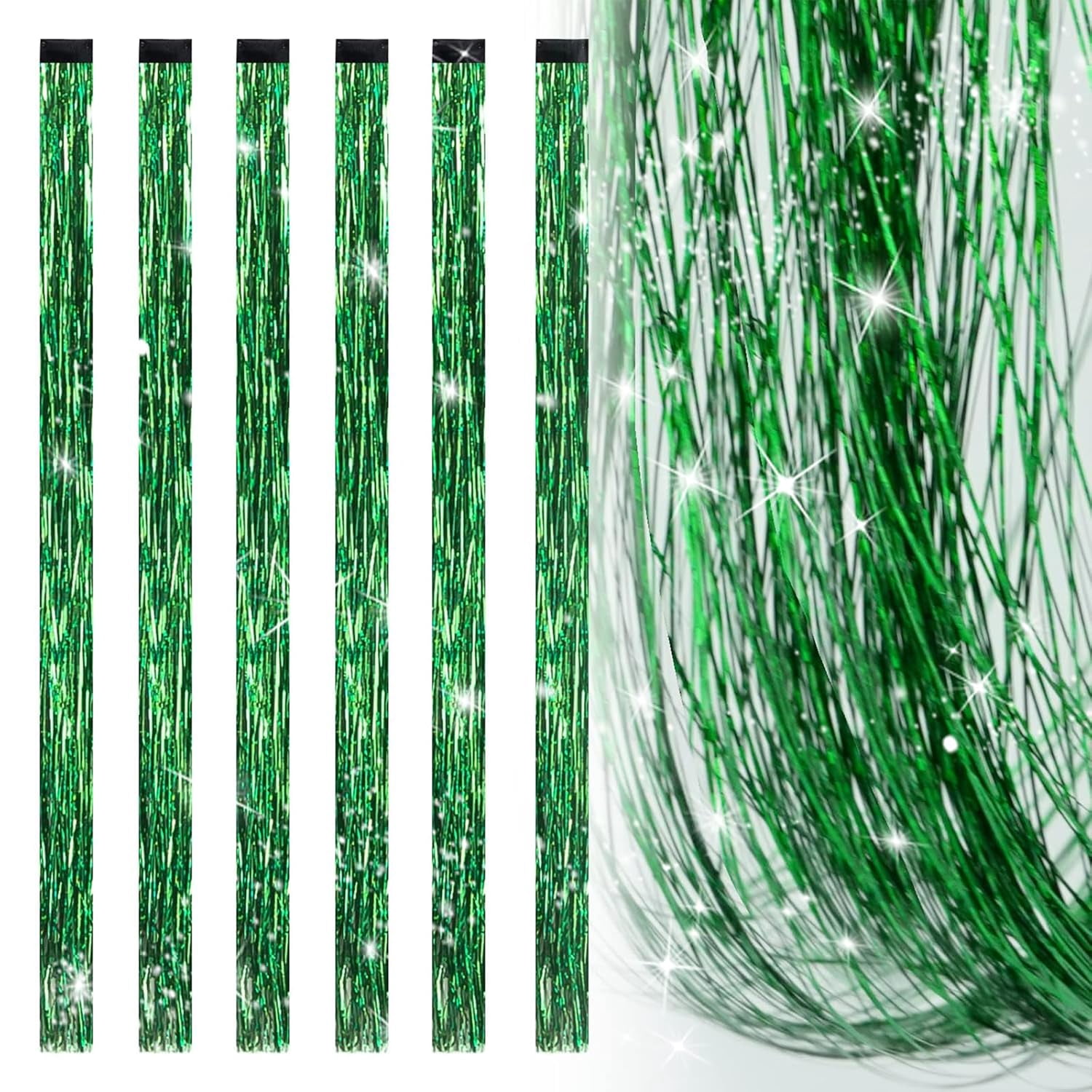 19.7 Inch Clip In Hair Tinsel Fairy Hair Tinsel Kit Clips Clip On ...