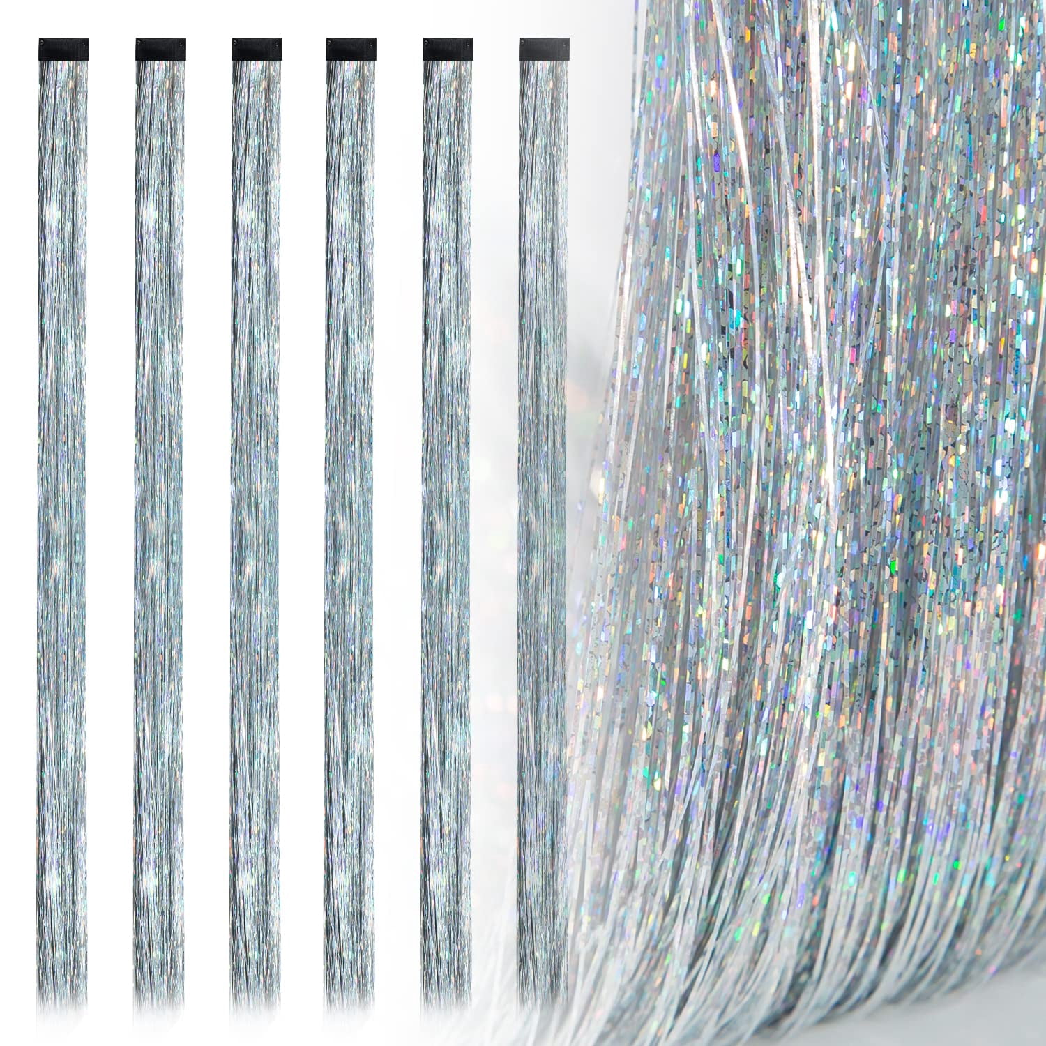 19.7 Inch Clip In Hair Tinsel Fairy Hair Tinsel Kit Clips Clip On ...
