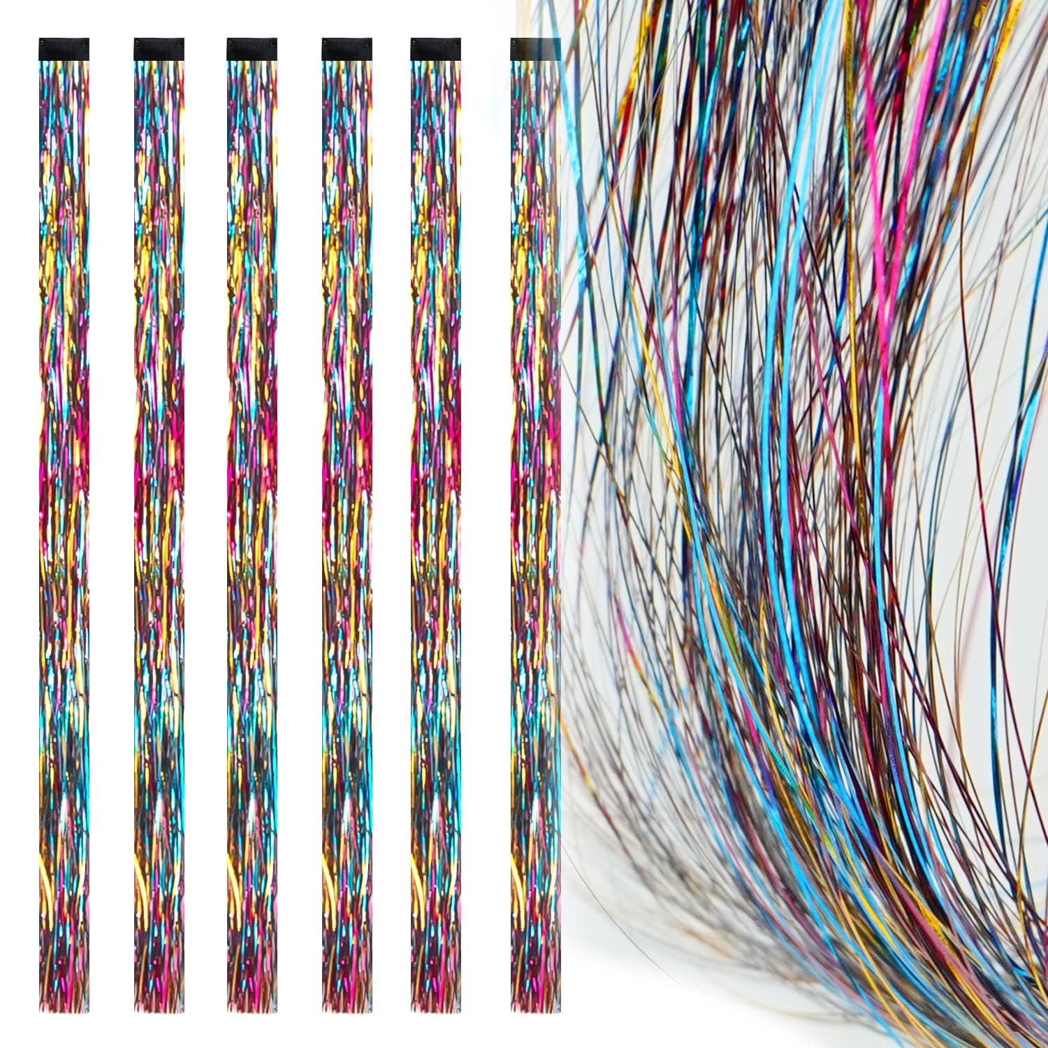 19.7 Inch Clip In Hair Tinsel Fairy Hair Tinsel Kit Clips Clip On ...