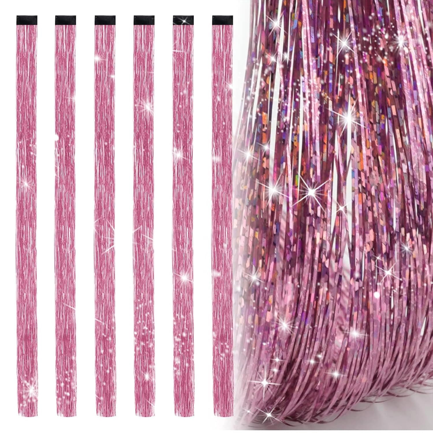 19.7 Inch Clip In Hair Tinsel Fairy Hair Tinsel Kit Clips Clip On ...